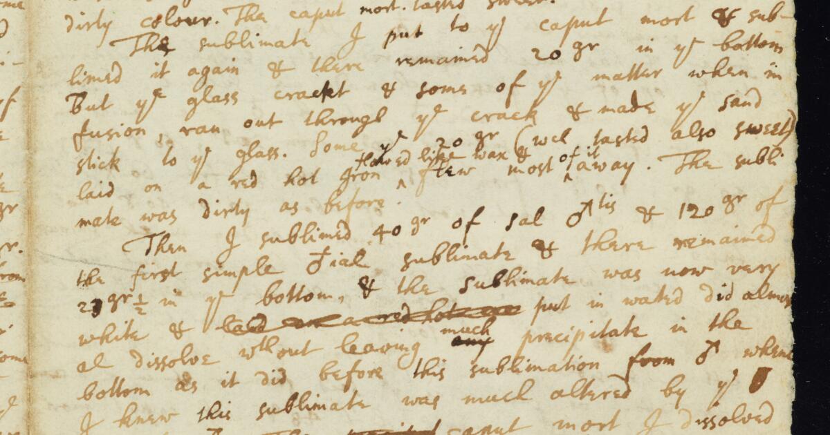 Newton Papers : Notes of experiments in chemistry and alchemy