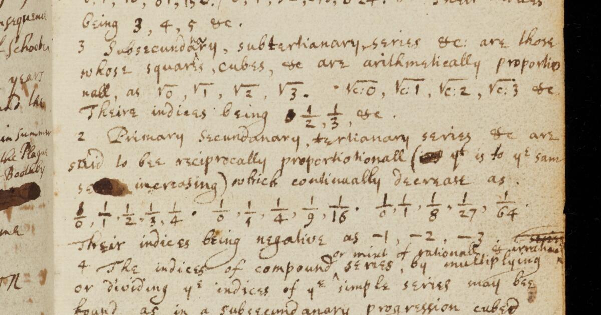Newton Papers : College Notebook