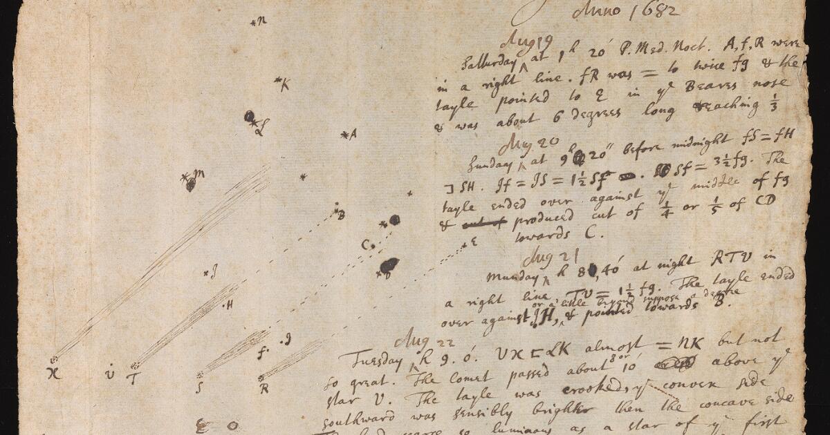 Macclesfield Collection : Newton's observations of the comet of 1682
