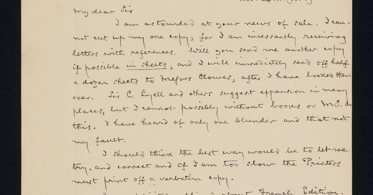 Darwin Manuscripts : Letters sent: Murray - Tait