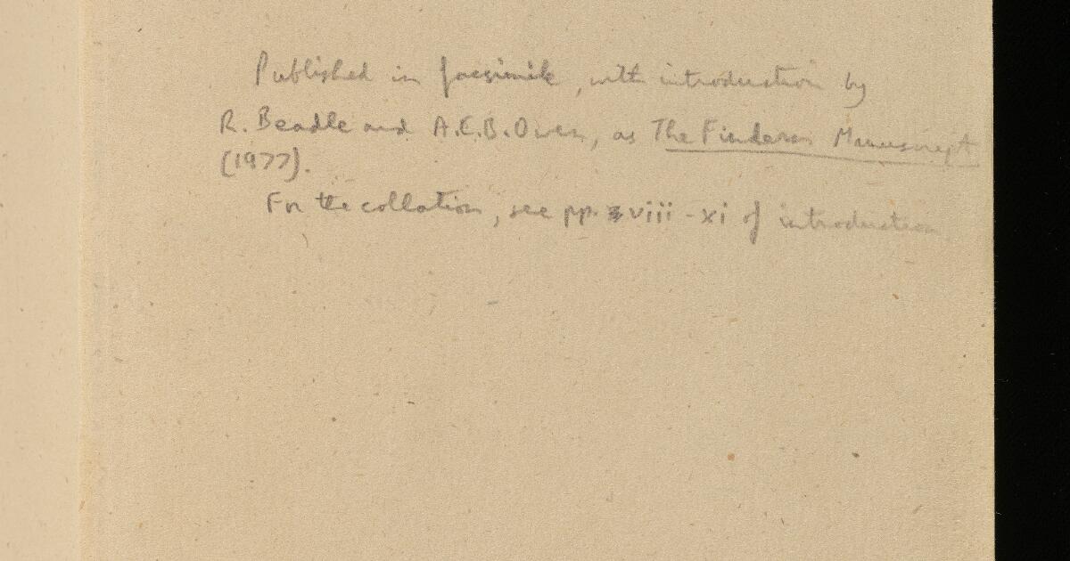 Western Medieval Manuscripts : Findern Manuscript