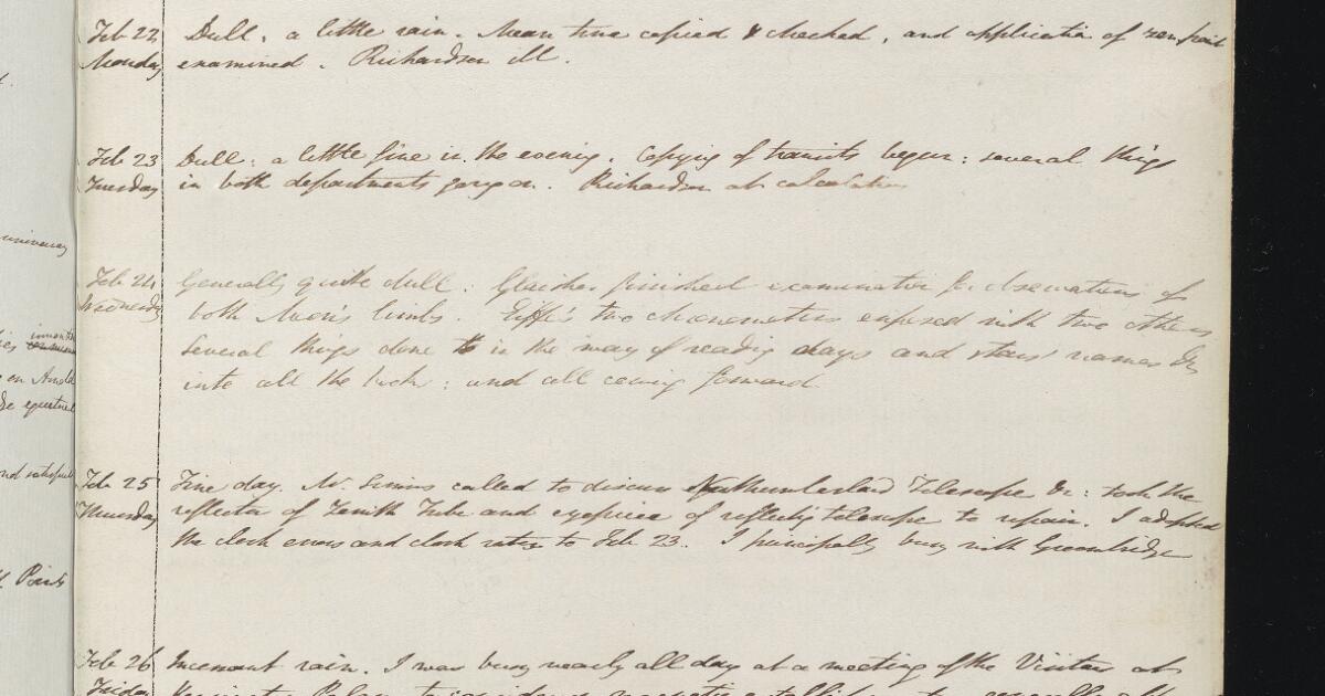 Papers of George Biddell Airy : Astronomer Royal's Journal, 1836 ...