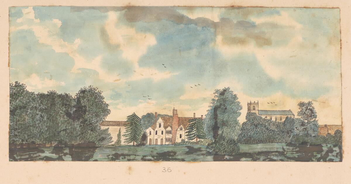 Relhan Collection : 36 Bottisham. General view of Bendish Farm and church