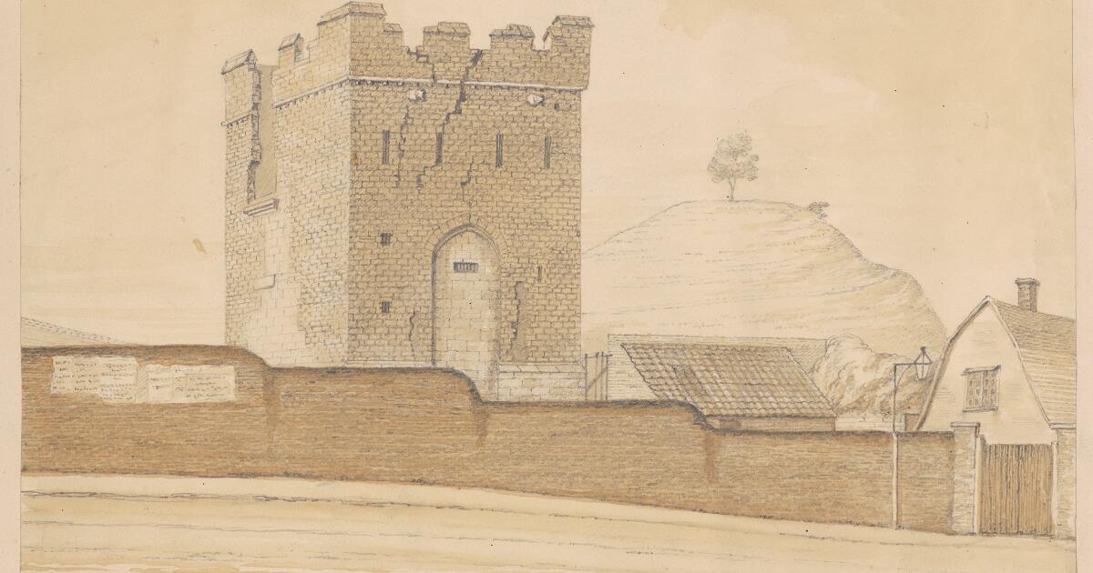 Relhan Collection : 77 Cambridge. Castle gatehouse and Hill from the Street