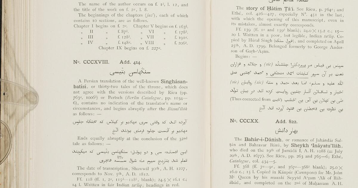 Islamic Manuscripts : A catalogue of the Persian manuscripts in the ...