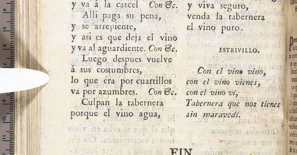 Spanish Chapbooks : Coplas de la tabernera y los borrachos por el vino vino : primera parte.
